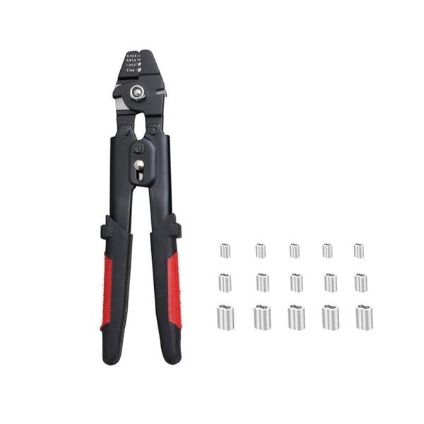 redblack/-/PL-260-CS・Model:PL-260-CS・パッケージ個数:1・お買い得な圧着ペンチセットワイヤーロープ圧着ペンチｘ1   50pcsスリーブ付き:8文字型スリーブ:1mm x 20pcs、 1.5mm x 2...
