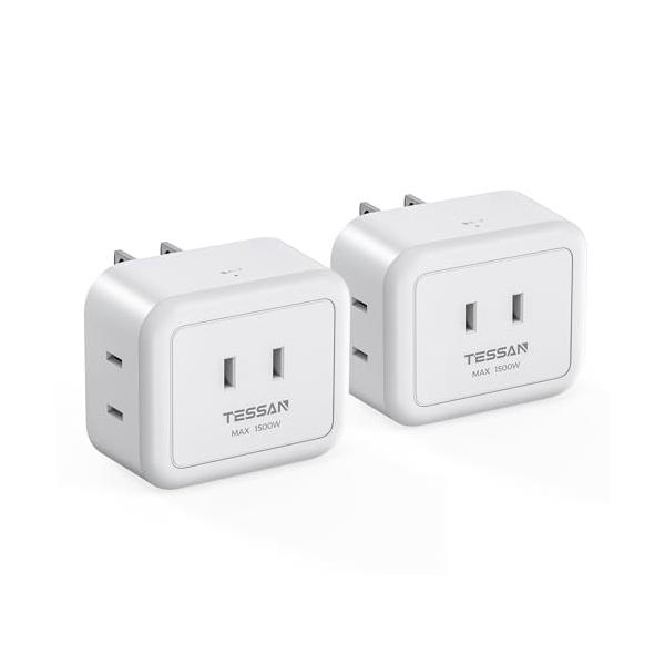 ホワイト/-/TS-722・Color:ホワイト・2個セットの3口 コンセント3個AC差込口が異なる3面に分配されていてるトリプルタップです。一度に3台の電子機器に同時に充電できます。2個セットで6台の電子機器に同時充電できます。コンセント...