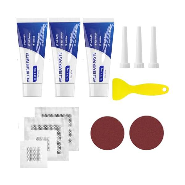 -/13本セット/-・Size:13本セット・パッケージ内容壁補修クリーム*3本（100g*3）、5cmアルミメッシュ修理ボード*2枚、10cmアルミメッシュ修理ボード*2枚、尖った口*3、サンドペーパー*2、ヘラ*1。 こちらの壁補修キッ...