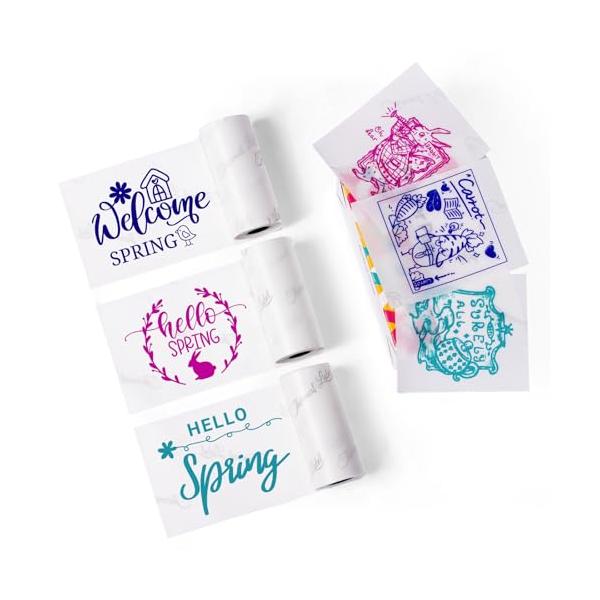 透明カラーフォント/53mm/-・Color:透明カラーフォントSize:53mm・Phomemo粘着感熱紙 53mm幅 ローズ/レイクグリーン/ネイビーブルー文字 3ロール入り 各ロールの長さは3.5m 保存2年、Phomemo M02/...