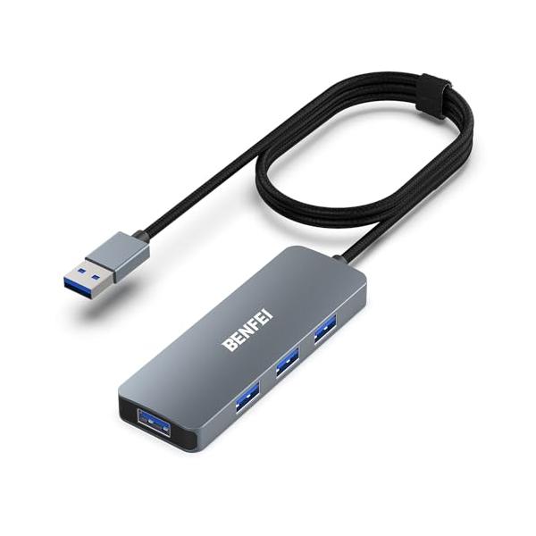 グレー/1 M/000305grey-1M・Size:1 MColor:グレー・パッケージ個数:1・簡単な拡張: BENFEI 4 ポート USB 3.0 ハブ アダプターは、4 つの追加の USB 3.0 ポートでラップトップを拡張します...