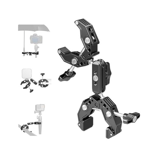 ・ブラック  33000057・スーパークランプ付きマジックアームNEEWER UA036 マジックアームは、デュアルスーパークランプを付属しており、多目的で実用的、かつ手頃な価格がありツールです。あらゆるチューブラーポールや平面に機材を安...