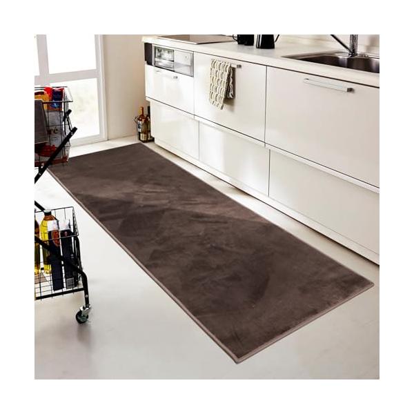 ブラウン/43×270cm/-・Color:ブラウンSize:43×270cm・「さらふわ・フランネルキッチンマット」さわり心地が抜群に気持ちいいフランネル生地を使用、しっとり&amp;ふわふわの極上の感触。●毛足の向きによって色の見え方が...