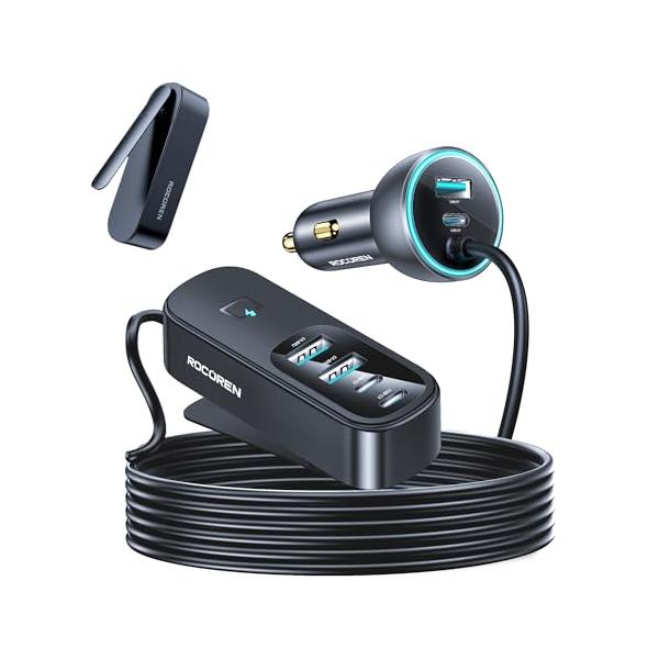 ブラック/単品/RCCC105-6U・Size:単品・USB-Ｃ*3＋USB-A*3= 6ポートカーチャージャー: ROCOREN 6ポートしがーソケット usb c急速充電の車充電器は先端にPD3.0 USB Type-CポートとQC3....