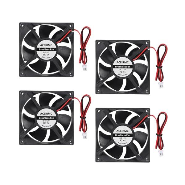 12V 2ピン/-/-・Color:12V 2ピン・高品質80mm USBファン、速度2600 + -10%RPM。・80mm USBファン 12V ブラシレス 8025 80x25mm 冷却用 DIY PCコンピューターケース 3Dプリン...