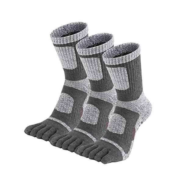 #6(グレー3足)/27.0-29.0 cm/-・Color:#6(グレー3足)Size:27.0-29.0 cm・メイン素材: 80％綿＋18％ポリエステル＋2％スパンデックス。厚くてタオル生地のあるタイプの5本指ソックス、長時間の運動も...