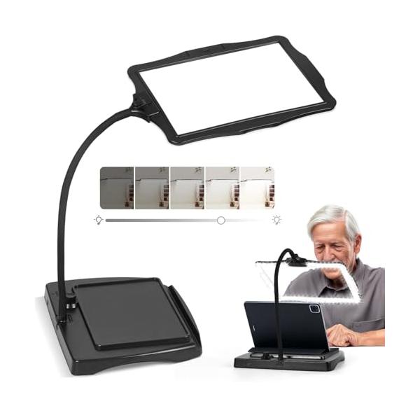 ブラック/ブラック/H010・Color:ブラック・商品仕様拡大鏡のサイズ：270×200×232mm。重さ：700g。製品素材：PMMAレンズ、シリコンホース。ルーペの視聴領域は24 x 17 cmに達することができ、ルーペを繰り返し移動...