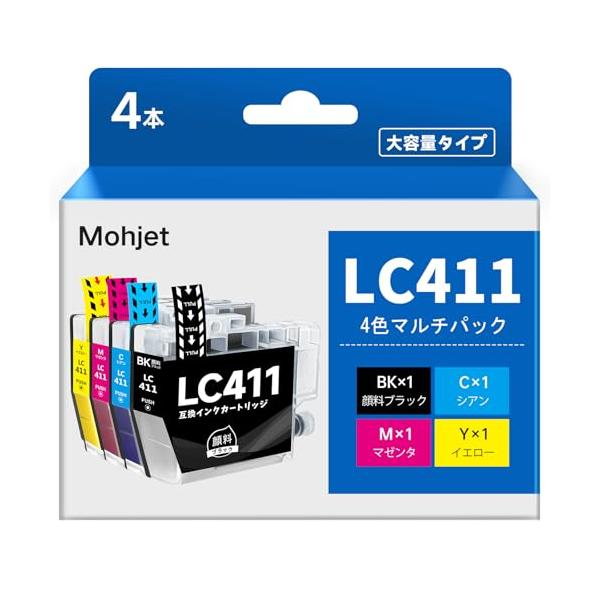 互換インクLC411 ブラック シアン マゼンタ イエロー/-/LC411-4PK・パッケージ個数:4・対応機種DCP-J915N DCP-J526N DCP-J914N DCP-J926N-W DCP-J926N-B DCP-J1800N...