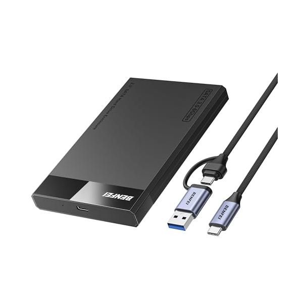 ブラック/-/000385black・MaterialType:2.5インチ以上 着脱式ケーブル・?簡単接続2.5インチSATA HDD/SSDをUSB外付けドライブに変換！USB Type-C/A 10Gbpsケーブル付属でPC/ノートP...