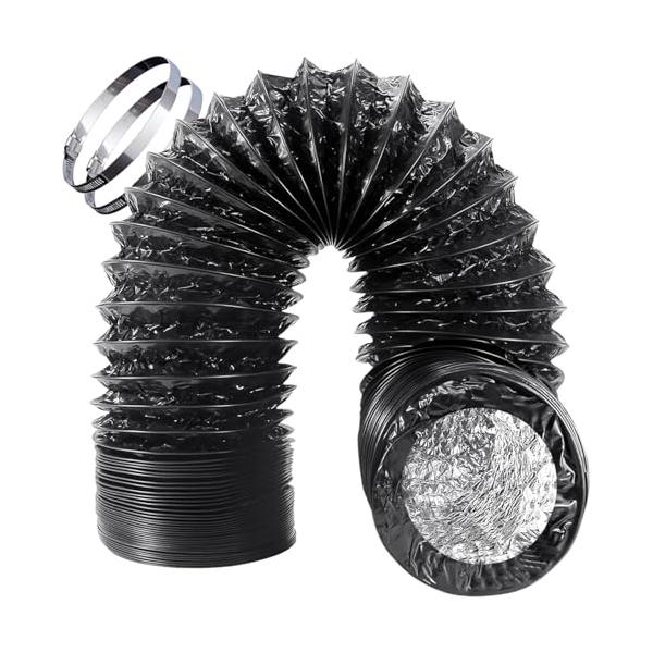 ブラック/150mm-5m/ZH679・Size:150mm-5m・パッケージ個数:1・ダクトホース セット製品内容：ダクトホース＋固定用ホースバンド（贈り物）、適用ダクトファンや換気部品直径：Φ150mm、ダクトホース本体内径：153-1...