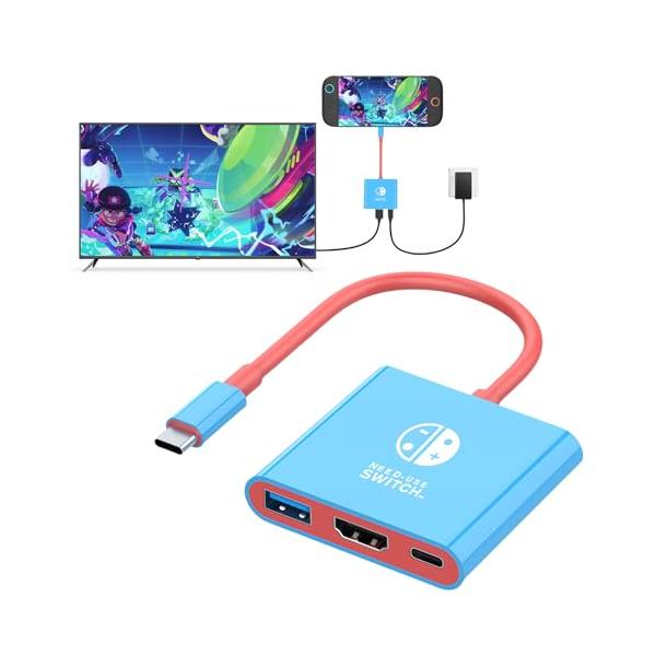 赤と青/-/3in1ZH-002・Color:赤と青・?3in1マルチハ|一体型変換アダプタ3 in 1多機能多功能拡張?は、Type-C ポート、HDMI 2.0 ポート、USB 3.0 ポートを統合した高機能アダプタです。Switch ...