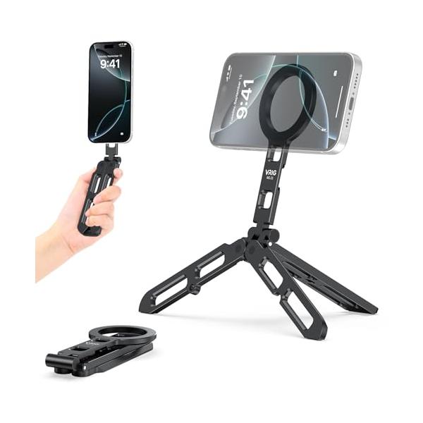 三脚付きブラック/ミニ/-・Style:三脚付き・パッケージ個数:1・折りたたみ・ミニ三脚 VRIG スマホスタンド 三脚は簡単に拡張したり折りたたんだりできるので、卓上三脚、セルフィー、ライブ配信など、多様なシーンに適しています。デスクで...