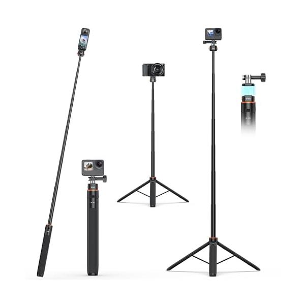 -/160cm/-・Size:160cm・??2in1 gopro三脚 + 自撮り棒撮り棒と三脚は一体化になるデザインで、自撮り棒として手に持って撮影できるのはもちろん、三脚にとしてVLOGの撮影や動画鑑賞など様々なシーンでも最適です。自撮...