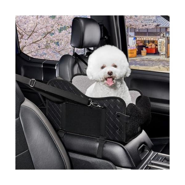 レザーブラック/S/005・Color:レザーブラックSize:S・小中型の犬に適用サイズ：ペットドライブボックスのサイズは42*23*25cmで、体重7kg以下の中小型犬や猫に適しています。高品質の材料製で、硬さのサポート、立体的なサポー...