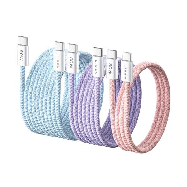 マルチカラー/1M+2M+3M/2E333-1M+2M+3M・Color:マルチカラーSize:1M+2M+3M・60Wの高速充電で時間を節約: このType C - Type Cケーブルは、PD3.0/QC3.0/QC4.0/QC4.0、...