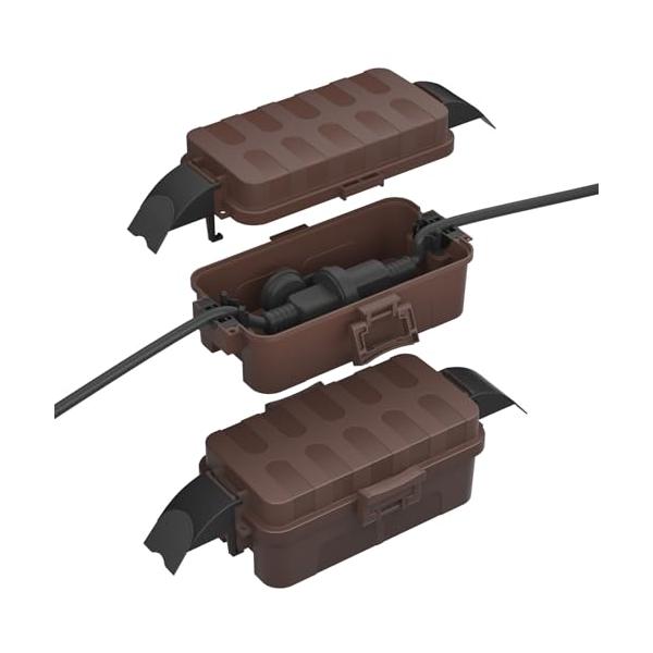 インダストリアルブラウン/-/-・PackageQuantity:2Color:ブラウン・パッケージ個数:2・IP55防水アップデート：この新しい屋外用電気ボックスは、取り外しな2つのカバーを備えており、2つのエントリーポートに取り付けるこ...