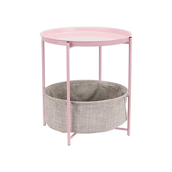 ベッドサイドテーブルダスティピンク×ヘザーグレー/48cm H × 44.96cm W × 44.96cm D/WKY30230-Dusty PInk・Color:ダスティピンク×ヘザーグレーSize:48cm H × 44.96cm W ...