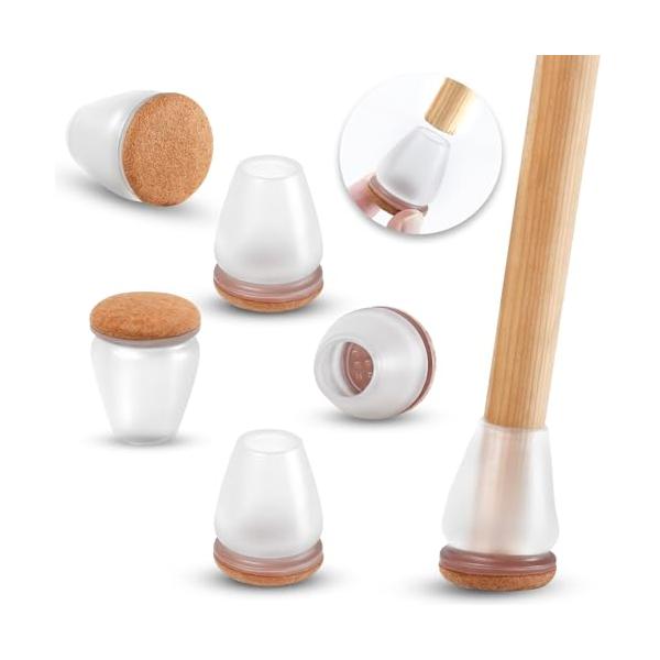 クリア-16pcs/丸脚-Small/-・Size:丸脚-SmallColor:クリア-16pcs・床保護&amp;騒音防止椅子脚カバーの底部には厚いフェルトパッドが使用され、椅子脚の端をしっかりと包み込む。椅子脚と床が直角でなくても、傾斜...