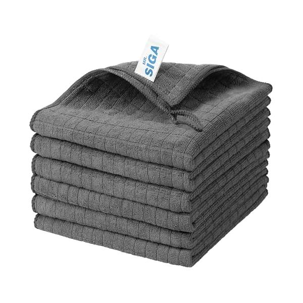 モダングレー/6 枚-35 X 40 cm/SJ21552・パッケージ個数:1・超ソフト生地&amp;スクラッチフリー：肉眼で見えない微細なチリも逃さない、窓、キッチン用品、車などのデリケートな場所を掃除するのに最適な超柔軟・高吸水マイクロ...