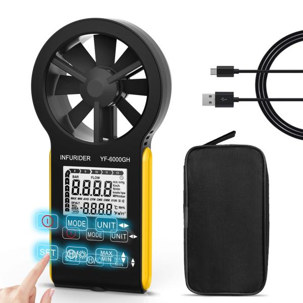 スマート手持ち風速計他のデジタル風速計とは異なり、デジタル風量風速計はアップグレードされたスマートタッチモードを採用しています。ポータブル風力計は、正確で敏感なタッチをサポートするだけでなく、風速、風温、空気流量計を測定できるように設計され...