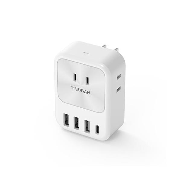 3USB-A+1USB-Cホワイト/-/TS-726-C・1台7役のusb 電源タップこのusb コンセント タップは3個のusb-aポート、1個のusb-cポートと3個のac差込口を搭載しています。3個のAC口は三つの方向に配置されていて...