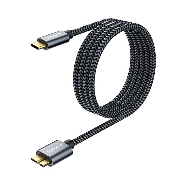 グレー/1.5m/5FT-Grey-1・Size:1.5mColor:グレーNumberOfItems:1・10Gbps高速データ転送SUNGUY USB 3.1 Micro B - USB Cハードドライブケーブルは、最大10Gbpsのデ...