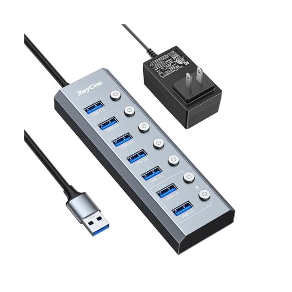 グレー/7IN1/-・Size:7IN1Color:グレー・USB3.0ハブ7ポート拡張パソコンのUSBポートは1つを7つのUSB3.0データ転送ポートに拡張することで、複数のHDD外付け、USBメモリ、スマートフォン、タブレット、カードリ...