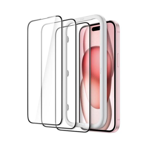 クリア/iPhone 15/1276-・Size:iPhone 15・パッケージ個数:3・気泡が入った場合は、液晶保護フィルムの角を持ち上げて再度下に置くと気泡が消えます。・[簡単に取り付け] 付属の貼り付け工具で、ぴったりと位置合わせをし...
