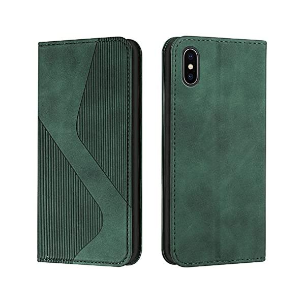 手帳型グリーン/iPhone X/XS/-・Size:iPhone X/XSColor:グリーン・対応機種：iPhone X / XS (5.8)専用携帯ケース。・ケースに横置きスタンド機能が付いているので、手に持たず動画の視聴などを楽しむ...