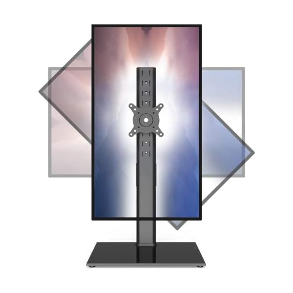 ブラック/SINGLE 27-43 MONITOR STAND/HT05B-003・Size:SINGLE 27-43 MONITOR STAND・パッケージ個数:1・幅広いベースでより頑丈高級スチール製のシングルモニターアームと素晴らしい...