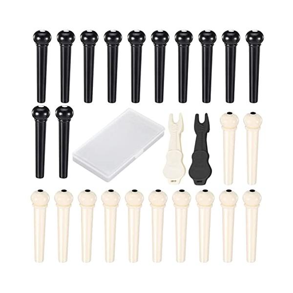 アイボリー&amp;ブラック/-/-・パッケージ個数:1・高品質素材- このギターペグアコースティックは高品質の牛骨素材で作られており、湿気によって割れたり膨張したりせず、ブリッジの破損を引き起こしません。 優れたパフォーマンスのための細か...