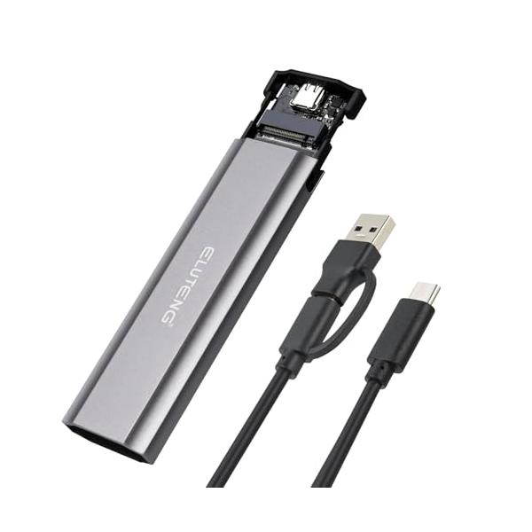 M.2 SSD 外付けケース USB A/USB C 2本ケーブル付き/-/ELT_M2PV_C3_RTL9210B_BU・M.2 NVMeとNGFF(SATA)に対応ELUTENG NGFF/NVMe両対応ハードディスクボックス、M.2の...