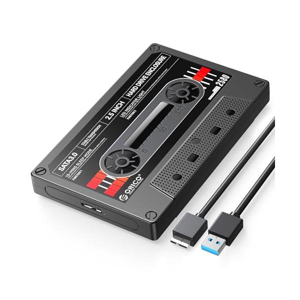 ブラック/-/USB 3.0-ブラック・Model:USB 3.0-ブラック・レトロ2.5インチ HDD ケース自己でコンピュータドライブエンクロージャをDIYすることができ、あなたのデータを区別するために便利な異なるヴィンテージテープと2...