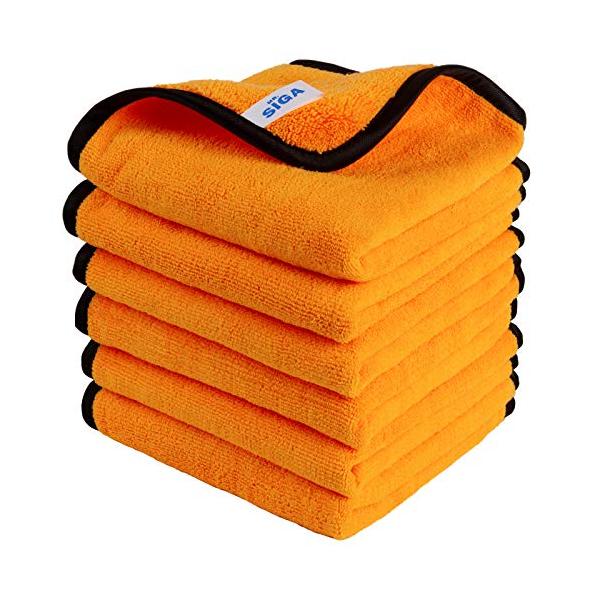 シンプルオレンジ/6枚/SJ21764・Size:6枚・パッケージ個数:1・超ソフトで吸水性に優れたマイクロファイバークリーニングタオルは手頃サイズ（60cmｘ40cm）で、洗車、仕上げ、拭き上げタオルとして便利です。タオルの両面の毛足の長...