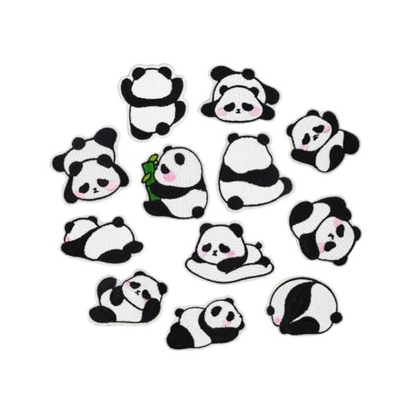 デコラティブ・アニマル・カジュアル・イージー・バリエーションリッチ?式5/-/-・Color:?式5・12個お得セット大人気な動物刺繍ワッペンセット、パンダモチーフがあり（立体感と光沢が有り高級なイメージ）・幅広い用途Tシャツ、ジーンズ、タ...