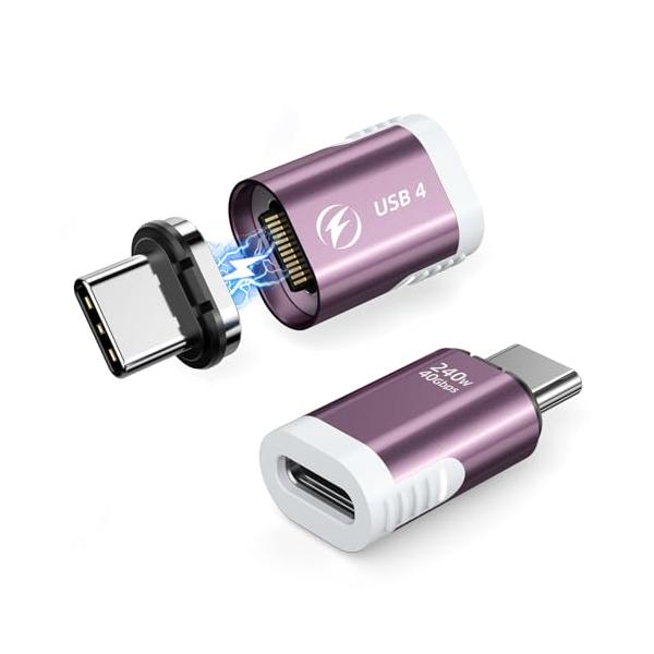 Pink-/-/XCD-5077P・Style:Pink・[240W超高速充電]この磁気USB-Cアダプターは、USB4およびUSB-Cデバイスの超高速充電を提供する最大240Wの電力（48V/5A）を提供します。 MacBook Pro、...