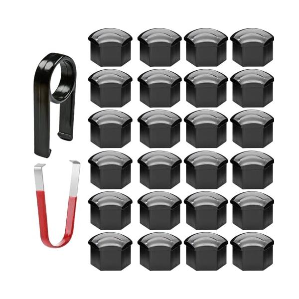 17mm黒/-/-・Color:17mm黒・パッケージ個数:1・ホイールナットキャップ24個と取り外しツール2個、実際には20個のキャップが車のタイヤナットに完全に適合します。 追加の4個のスペアキャップを提供します。・サイズ：17mm幅の...