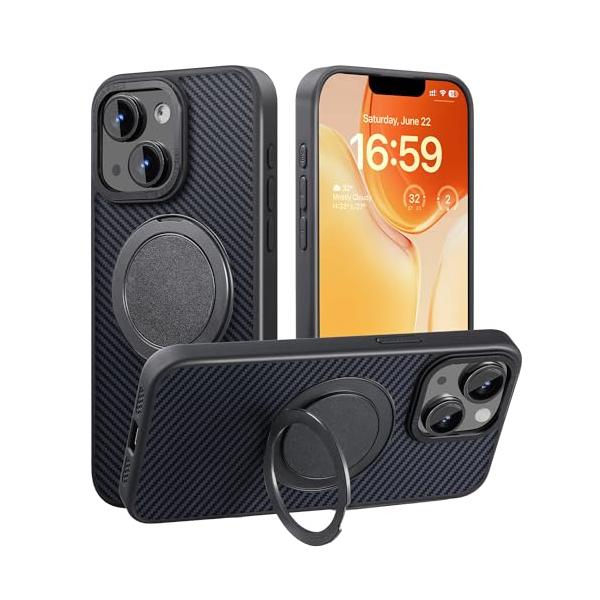 カーボンファイバー/iPhone 14/iPhone 13/-・Size:iPhone 14/iPhone 13Color:カーボンファイバー・捻れば最適な角度精密な機械工学により、捻るたびに機械式腕時計の巻き上げのようなカチッとした音と感...