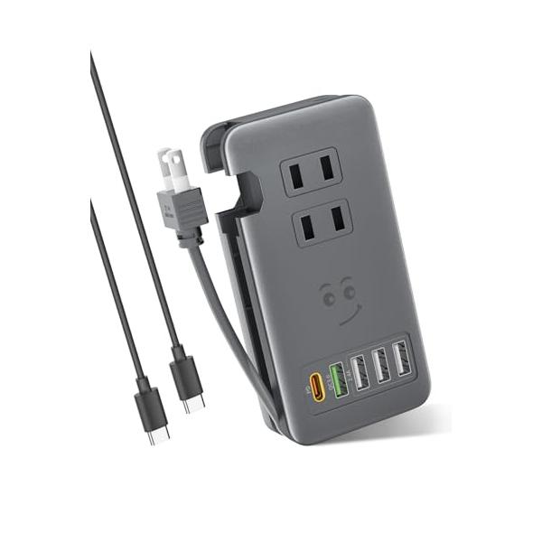USB-Cポート＋QC3.0ポート＋3つ USB-Aポートグレー/2.6CM厚さ-1C4Aポート/TC178-5V3100JC3-C・Color:グレーSize:2.6CM厚さ-1C4Aポート・業界革新!１台多役な電源タップ・単USB-Cポ...