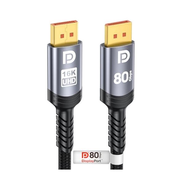 グレー/1.5M/SN-16KDP-1.5M・Size:1.5M・VESA認証取得済みの高性能DisplayPort 2.1ケーブル: Sniokco DisplayPortケーブル2.1は、最大16K@60Hz、8K@240Hz、4K@4...