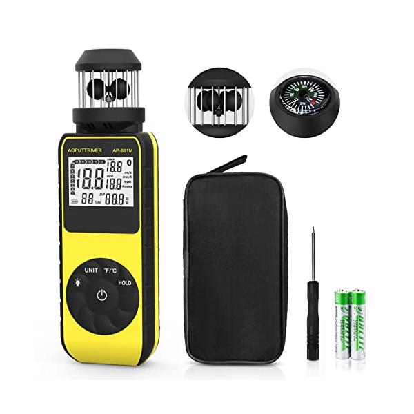 AP-881M（イエロー）/-/-・パッケージ個数:1・最新の風速計：水平方向に回転する風力タービンシェルのおかげで、風向に依存しない最新の風速計の設計。デバイスを直接風向に向ける必要はなく、360°の風速測定がです。・多機能プロ風速計：デ...