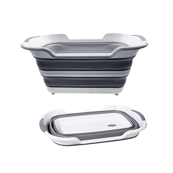 グレー/-/-・パッケージ個数:1・多機能、多用途洗濯物の浸け置き用、犬猫のバスタブ、衣類のつけ置き用、赤ちゃんの沐浴用、防災用、収納用、また、ゴミ箱、お部屋の収納には家庭用のよいものだ！キャンピング、旅行のとき、さまざまなものを収納できる...