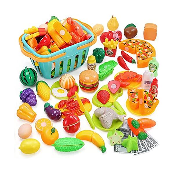 -/100点/-・Size:100点・豪華100点セット内容食材種類が豊富で、楽しく遊びながら食育を！本物の食物のように、果物、野菜、揚げた料理、調理器具、海鮮、食パン、飲み物、などいろいろあります。日常生活やダイニングシーンを再現し！お子...