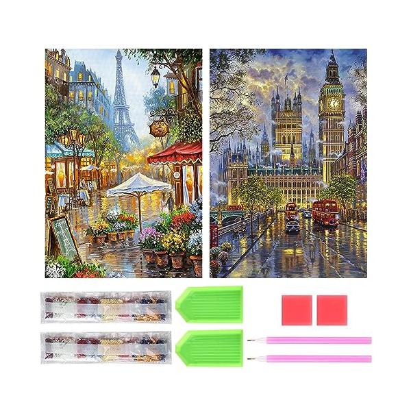 手芸キットストリートビュー/約30×40 cm/-・Color:ストリートビュー・??セット内容：ダイヤモンド絵画セット2セット（フレームを含まない）、ダイヤモンドセット+ダイヤモンド粘筆+プラスチックトレイ+油絵布+粘土糊各2点を含む。油...