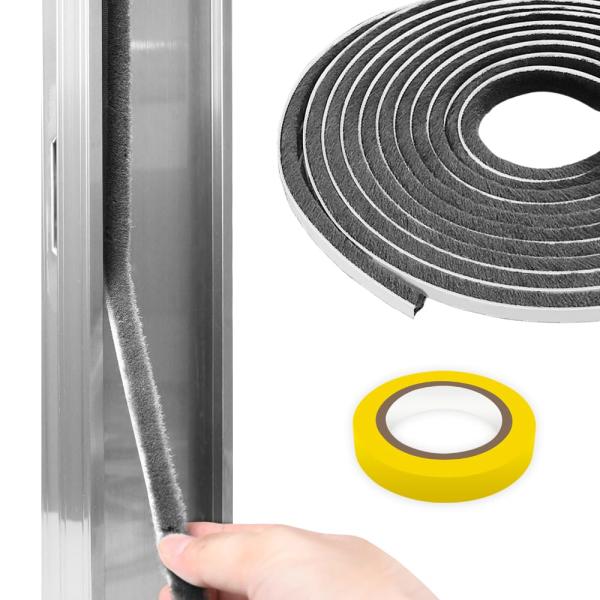 グレー9mm×10m×9ｍｍ/-/aim-Q57・Color:グレー9mm×10m×9ｍｍ・網戸、サッシの虫隙間対策カラーはグレー、茶色2色が、全長10m 、幅9mm 、毛足長さ9ｍｍで、大きなベランダ窓でも長さを気にせず安心して使えます。...