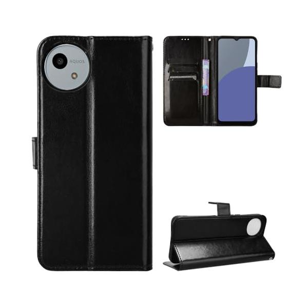 ブラック/AQUOS wish4(ブラック)/-・Size:AQUOS wish4(ブラック)・対応機種For AQUOS wish4 SH-52E 用のケース 手帳型 レトロの 財布型 カバー。・スタンド機能＆収納機能横置きスタンド機能が...