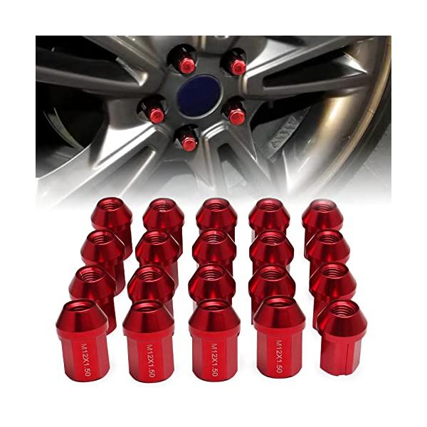 赤/1.25インチ/-・Size:1.25インチColor:赤・適用車種■ M12×P1.5・・・トヨタ、ホンダ、ミツビシ、マツダ、ダイハツ　　■ M12×P1.25・・・日産、スバル、スズキ 　※愛車の取り付け面座面形状を確認ください。6...