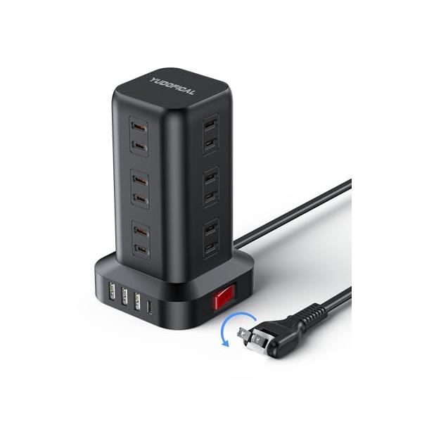 ブラック/-/-・Color:ブラック・一台16役・マルチタップ・PSE認証済このYUDOFICAL電源タップはACコンセント12口、USB-Aポート3口、Type-Cポート1口が搭載しており、一度にパソコンやOA機器やスマホやタブレットな...