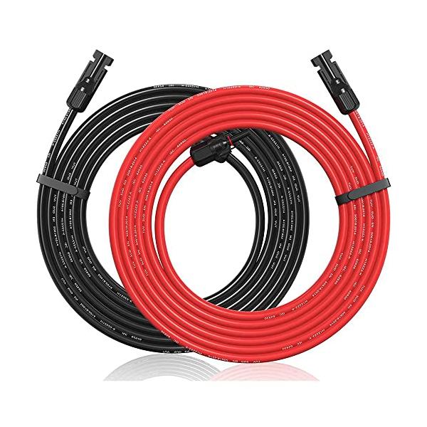 赤+黒/20m/-・Size:20m・パッケージ個数:2・（赤+黒）長さ：20m*2本　12 AWG　仕様サイズ：4mm2　ソーラー延長ケーブルは、両端にオスとメスの硬質PPOプラスチック1.5KV 50A IP67PVコネクタを備えた15...
