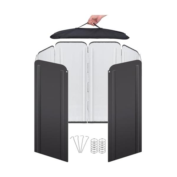 片面ブラックの大型風防板　キャンプ用ウインドスクリーン 50cm 風よけ板や反射板の機能を両立黒銀/50cm/DFB-50-PT・Shape:スクエア型Size:50cm・片面黒、通年利用片面黒の焚き火リ フレクターので、銀色の内側はで焚き...